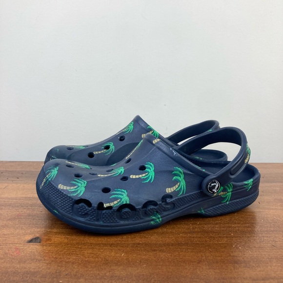 CROCS | Shoes | Crocs Baya Clog Unisex Navy Blue Tropical Palm Tree ...